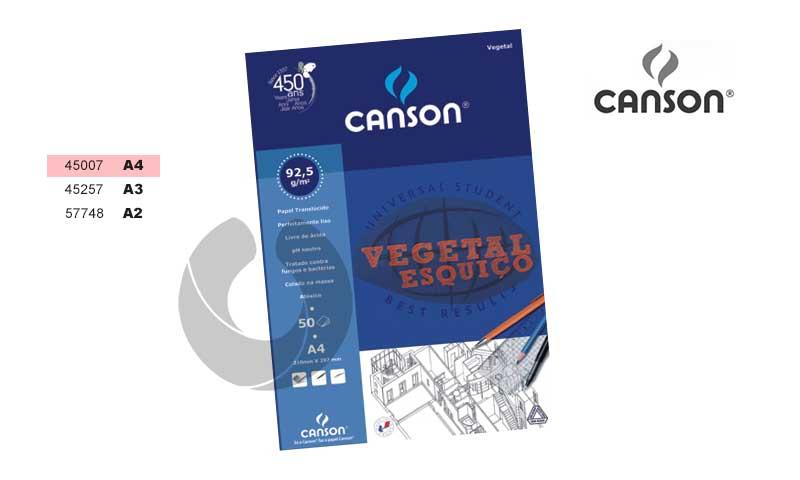 Bloco Papel Vegetal Esquisso Canson A4 000-5629 50/55g 80F [Ref.: 45007]