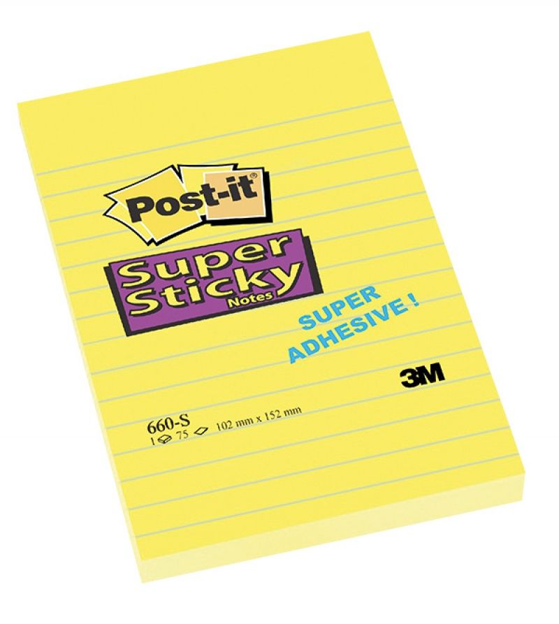 Bloco Notas Post-it 3M 660-S Amarelo 102x152mm 75F PAUTADO [Ref.: 76214]