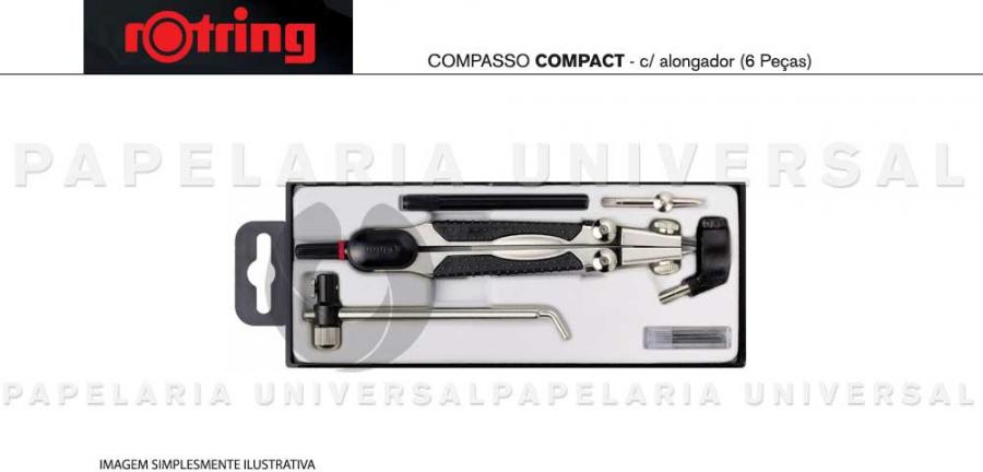 Compasso Rotring S0676560 Compact c/ Alongador (4 peças) [Ref.: 77683]