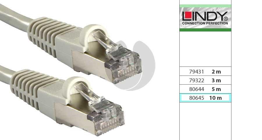 Cabo de Rede LINDY 48347 FTP Cat5e RJ45 10.00m Cinza [Ref.: 80645]