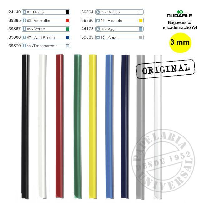 Baguete Encadernação Durable 2900-02 3mm Branco [Ref.: 39864]