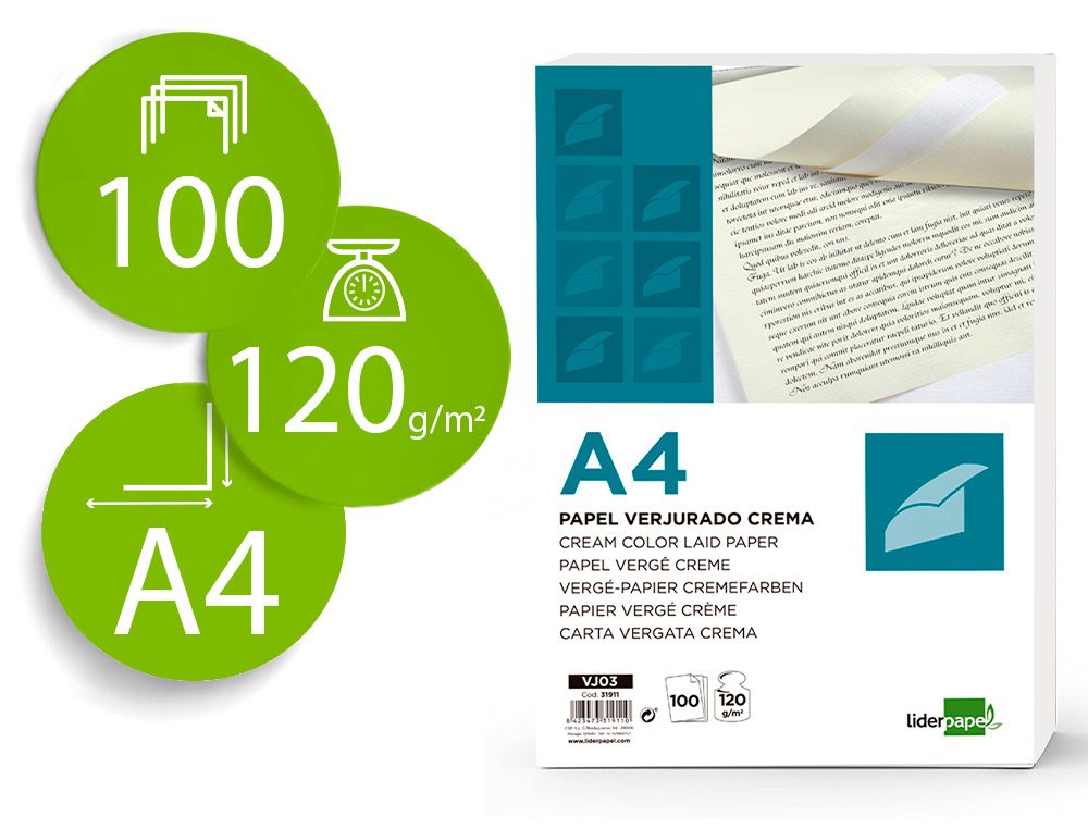 Papel Impressão Lider A4 120g Creme Vergé [Ref.: 115197]